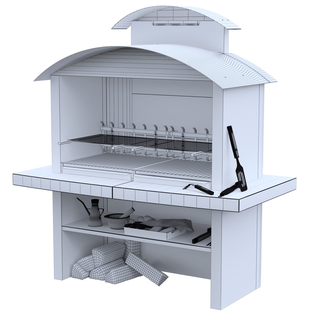 Kansas Crystal Barbecue Grill Set ( 1 Barbecue ) - 3D Model for VRay