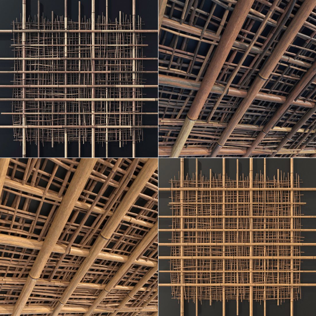 Ceiling Bamboo Branch Cage Decor N1 - 3D Model for VRay, Corona