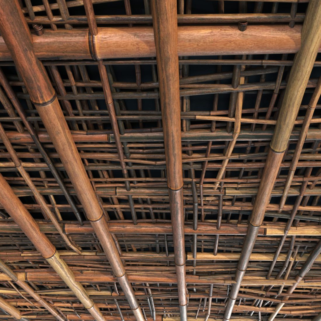 Ceiling Bamboo Branch Cage Decor N1 - 3D Model for VRay, Corona