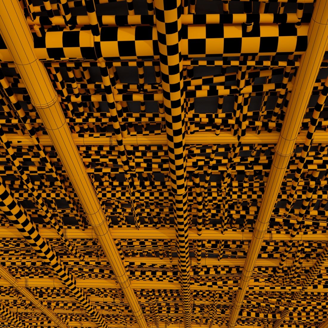 Ceiling Bamboo Branch Cage Decor N1 - 3D Model for VRay, Corona