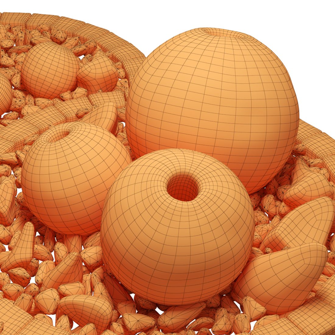 Flowerbad Stone Sphere Pebble - 3D Model for VRay