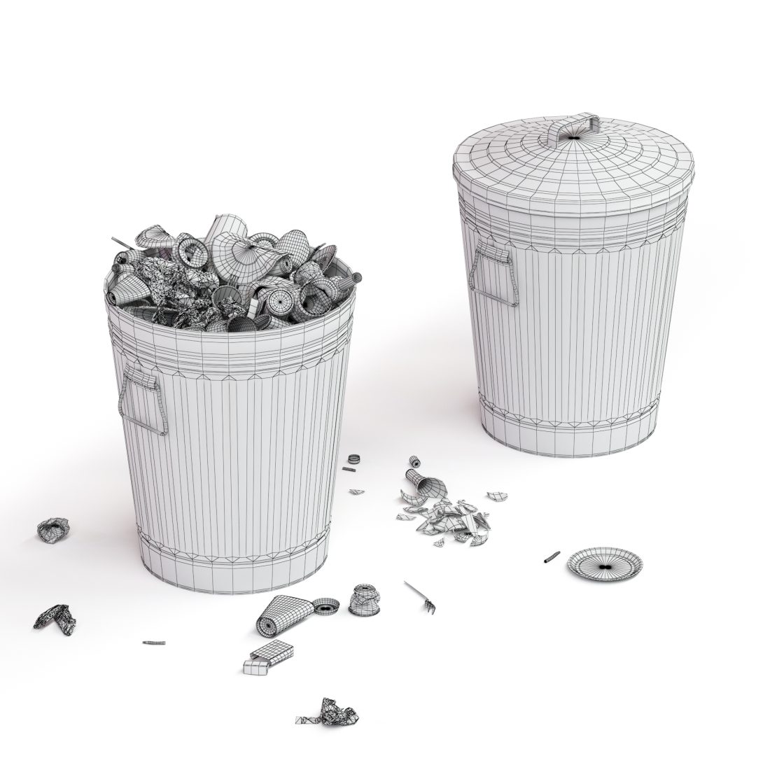 Trash Set 2 - 3D Model for VRay