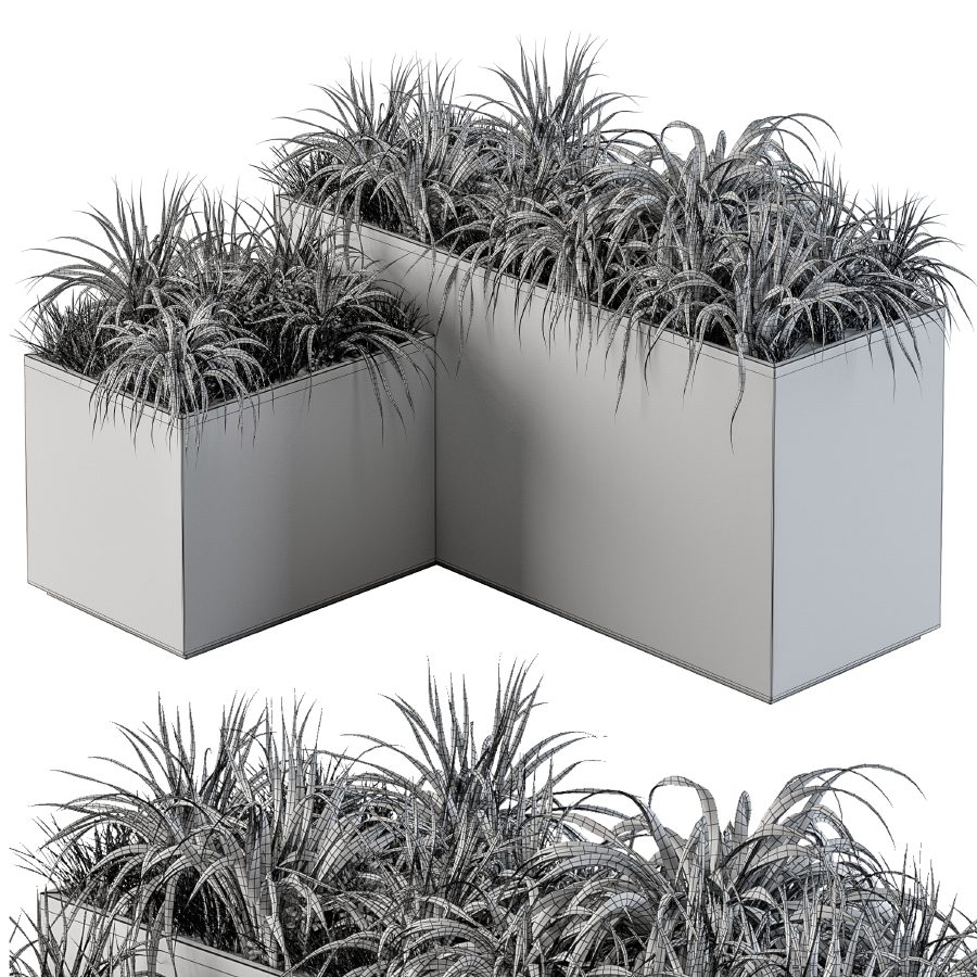 Outdoor Concrete Plant Box With Cereals And Green - 3D Model for VRay ...