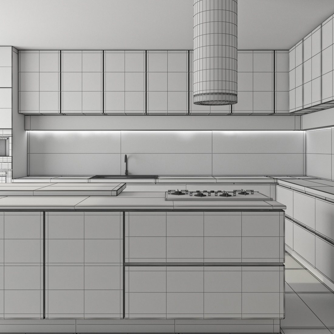 Kitchen 23 - 3D Model for VRay, Corona