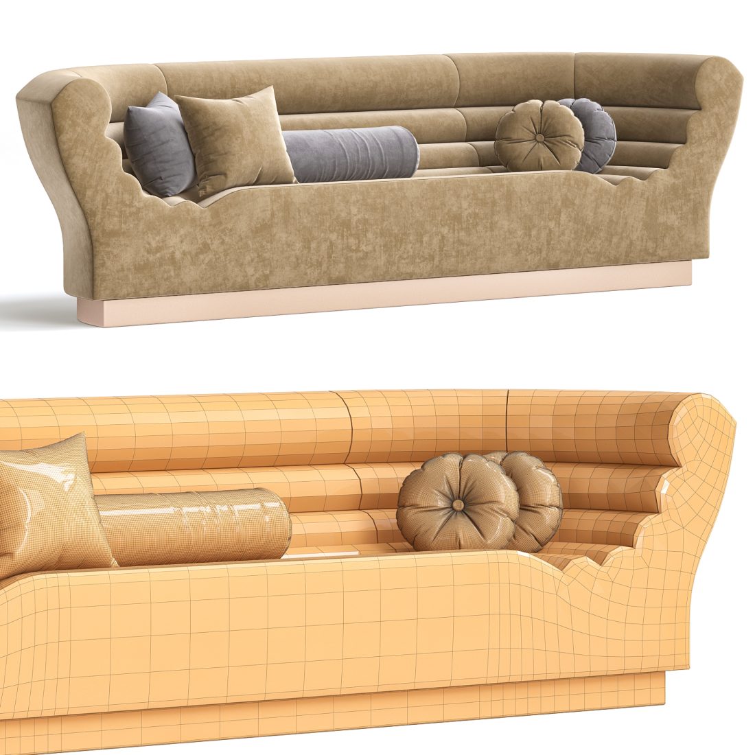 The Sugar Bowl Settee Sofa - 3D Model for VRay