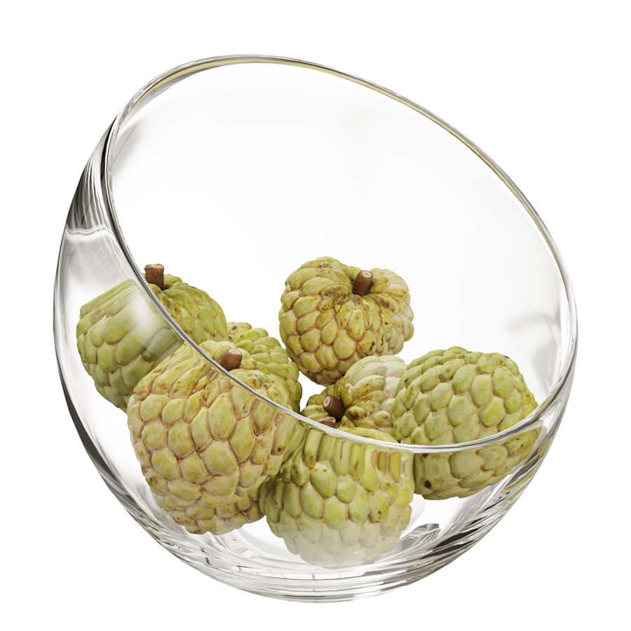 Large Slant Fruit Bowl Annona Squamosa - 3D Model for VRay, Corona