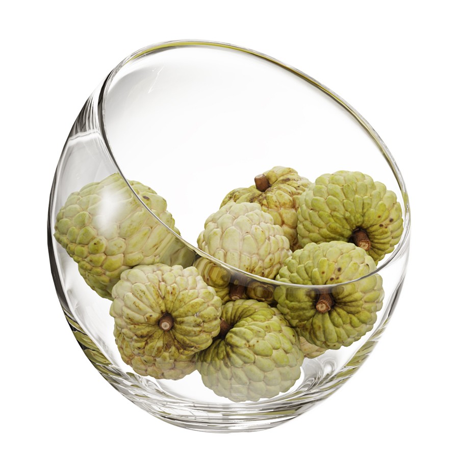 Large Slant Fruit Bowl Annona Squamosa 02 - 3D Model for VRay, Corona