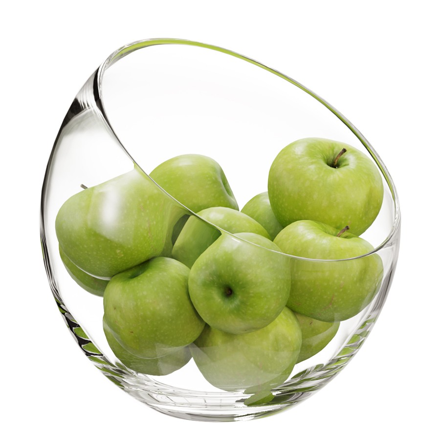 Large Slant Fruit Bowl Granny Smith Apple - 3D Model for VRay, Corona
