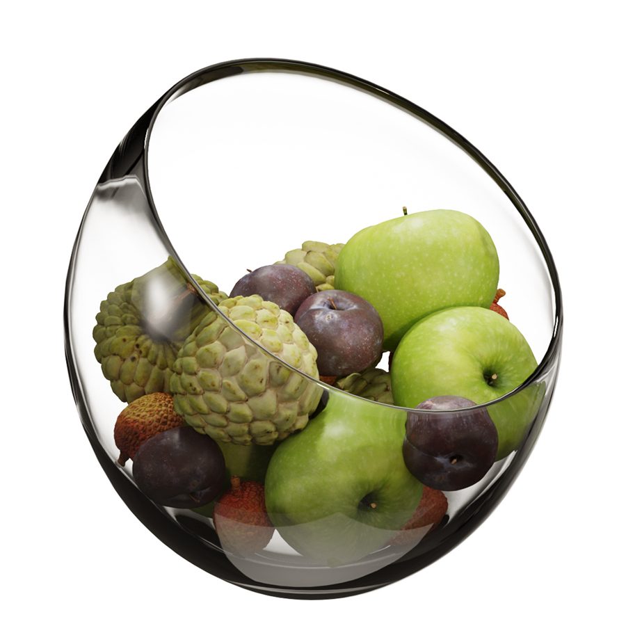 Large Slant Fruit Bowl Set 04 - 3D Model for VRay, Corona