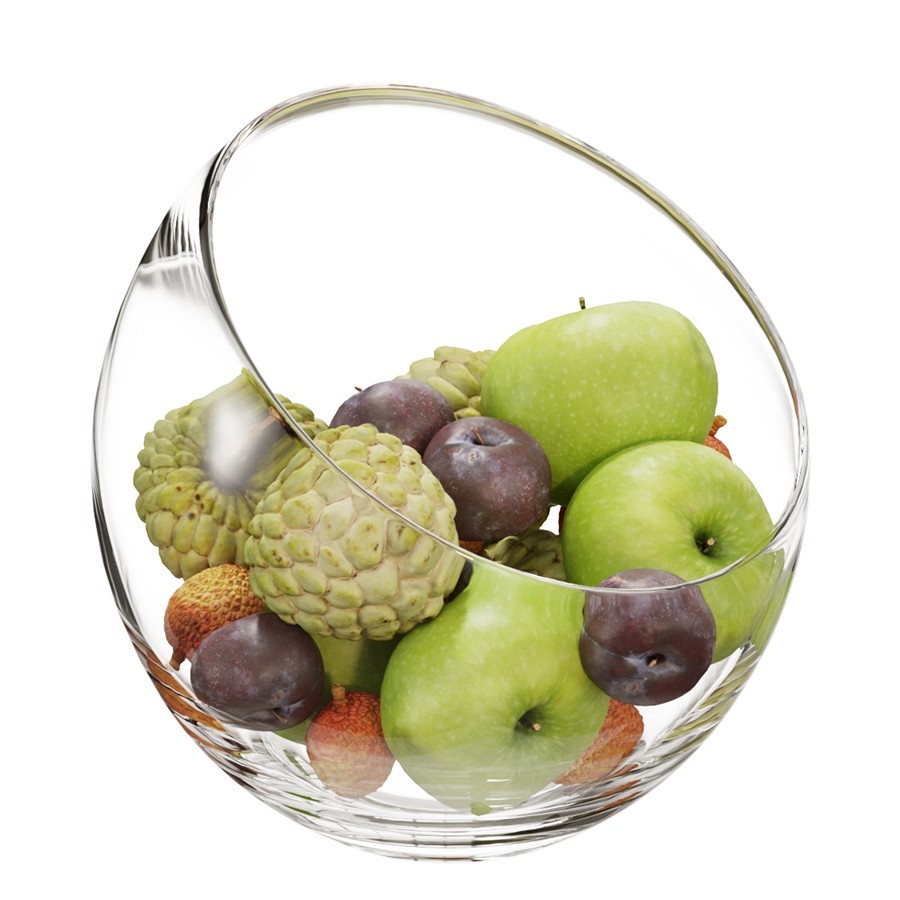 Large Slant Fruit Bowl Set 04 - 3D Model for VRay, Corona
