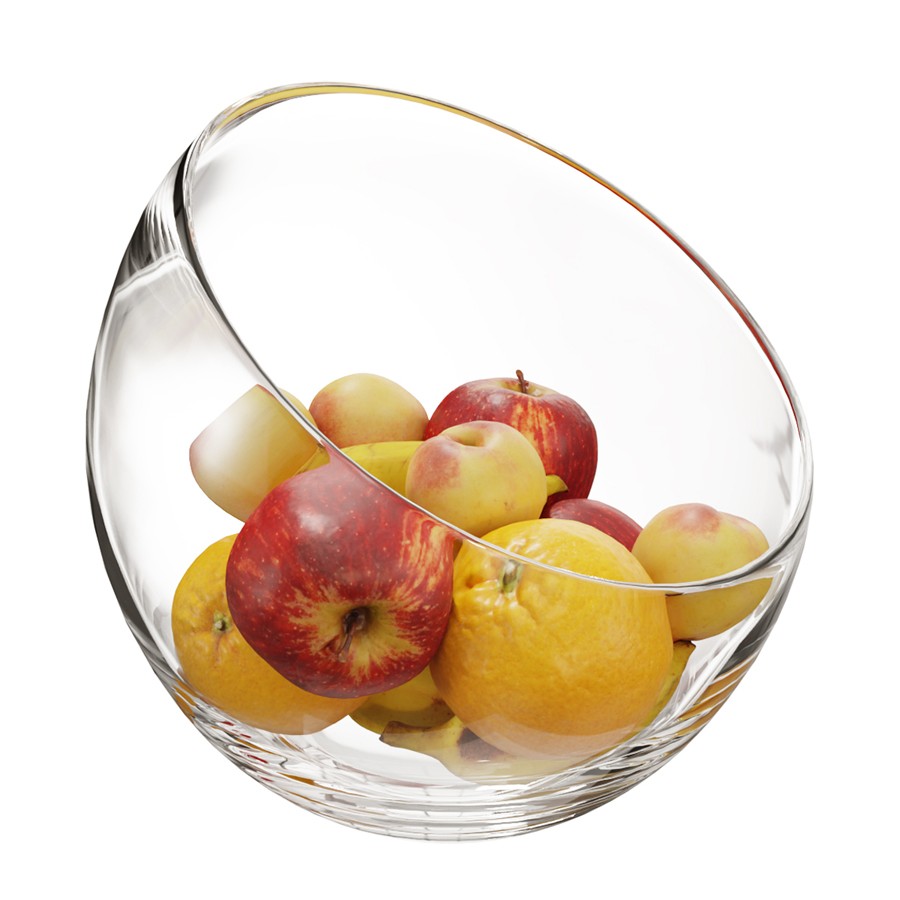 Large Slant Fruit Bowl Set 07 - 3D Model for VRay, Corona