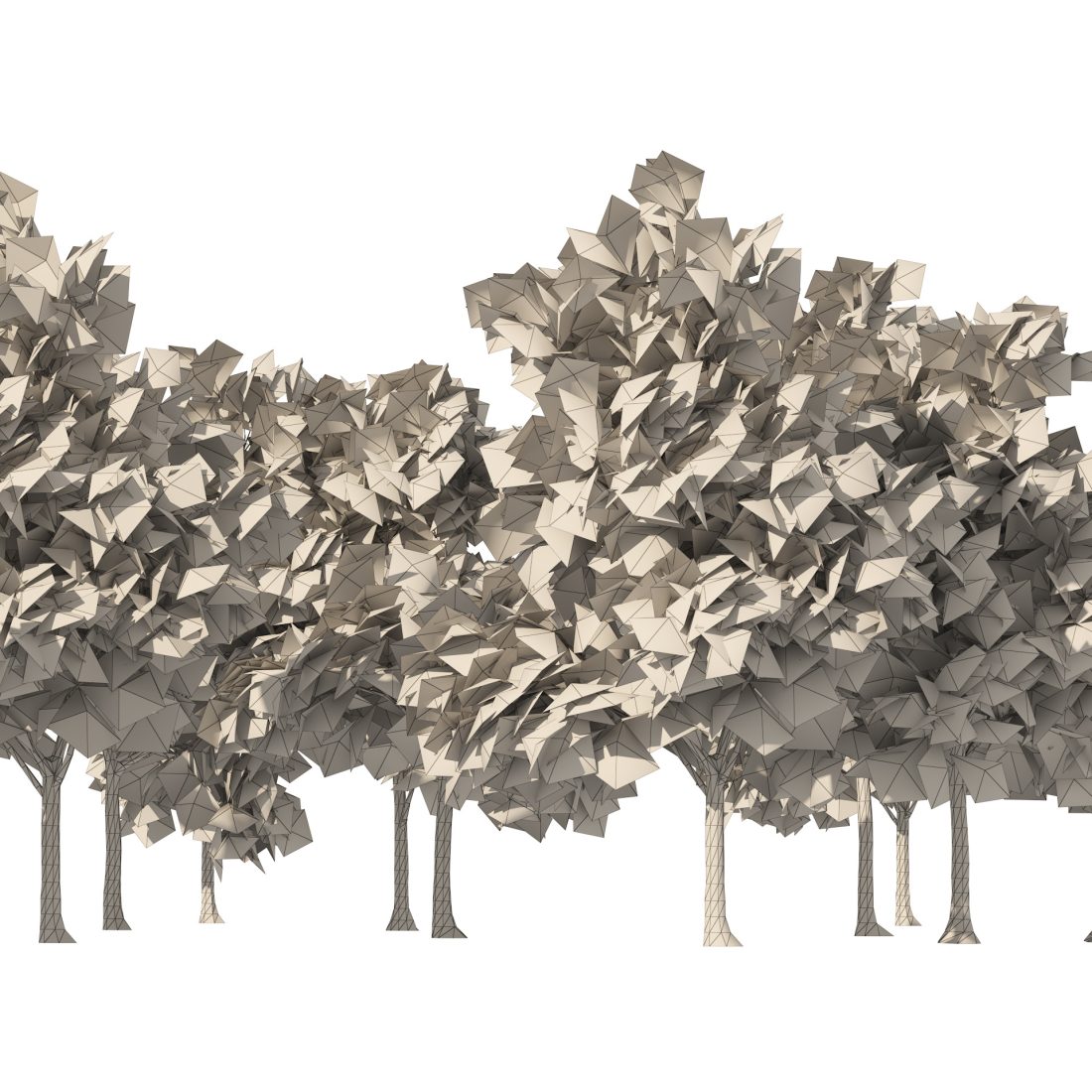 Winter Paper Birch Tree Forest - 3D Model for VRay, Corona