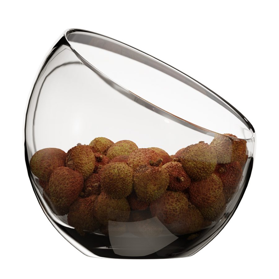 Large Slant Fruit Bowl Litchi Fruit - 3D Model for VRay, Corona