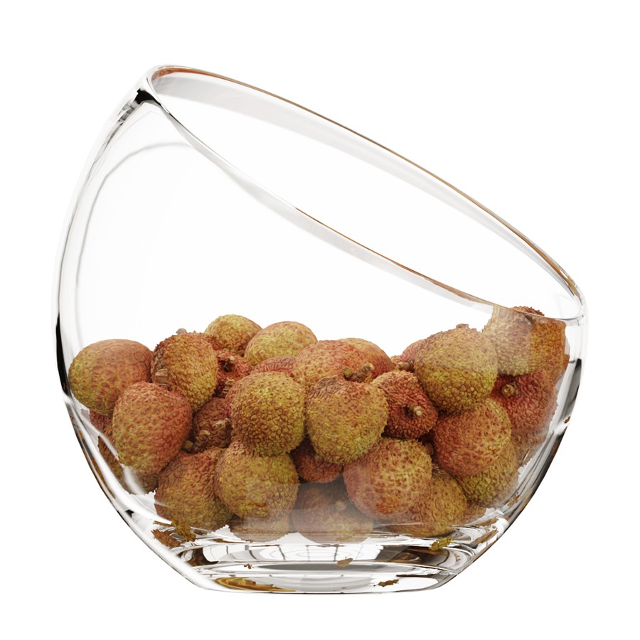 Large Slant Fruit Bowl Litchi Fruit - 3D Model for VRay, Corona