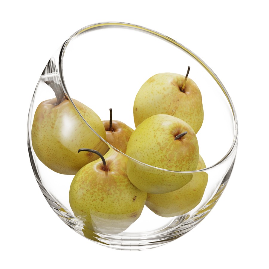 Large Slant Fruit Bowl Pear - 3D Model for VRay, Corona