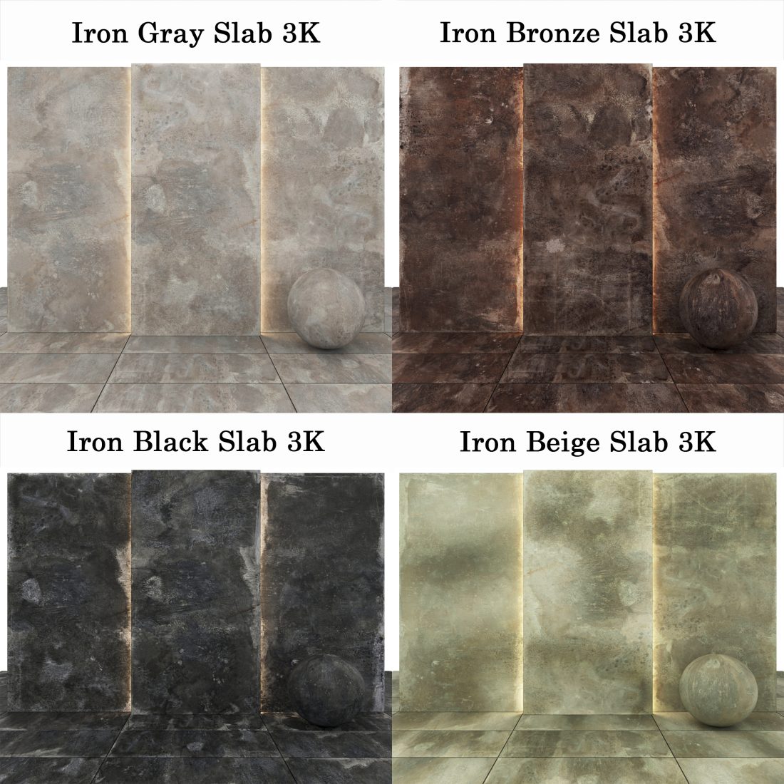 Collcetion Iron Slab Wall - 3D Model for VRay