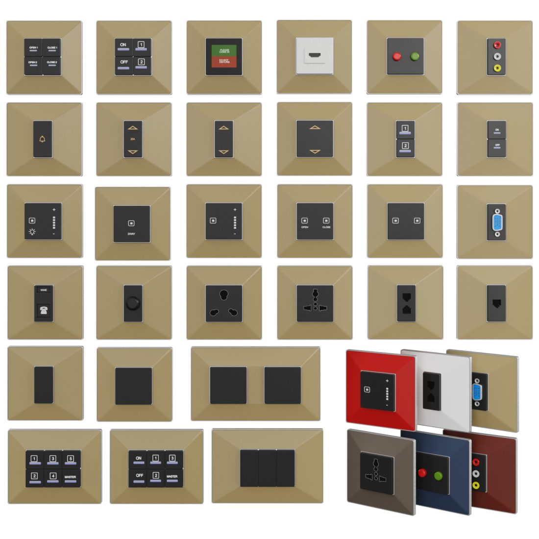Gm Switches - 3D Model for VRay, Corona