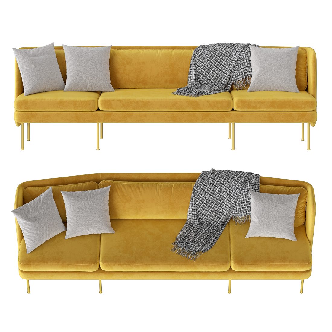 Blu Dot Bloke 107 Velvet Sofa - 3D Model for Corona