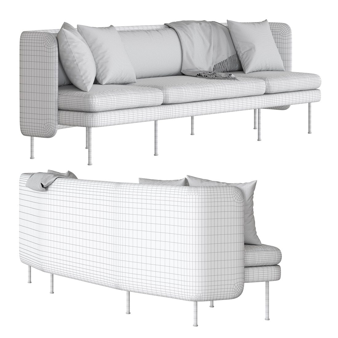 Blu Dot Bloke 107 Velvet Sofa - 3D Model for Corona