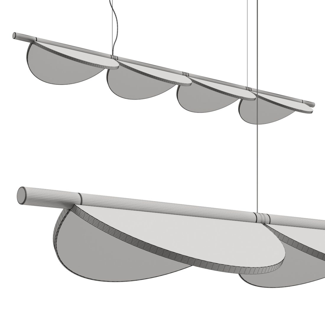 Flos Almendra S4 Linear Pendant Lamp - 3D Model for VRay, Corona