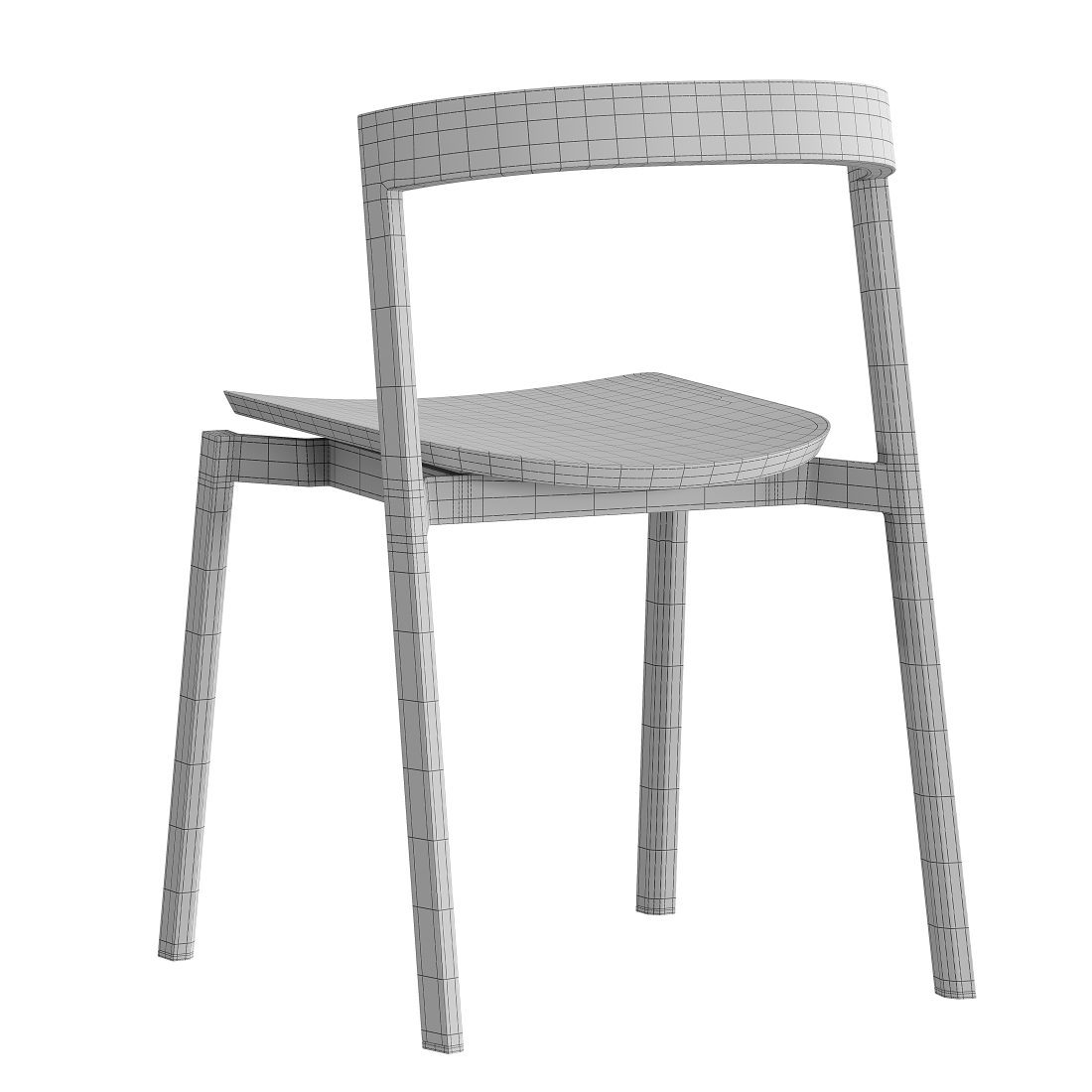 Vuue Stacking Chair With Oak Veneer Plywood Seat - 3D Model for Corona