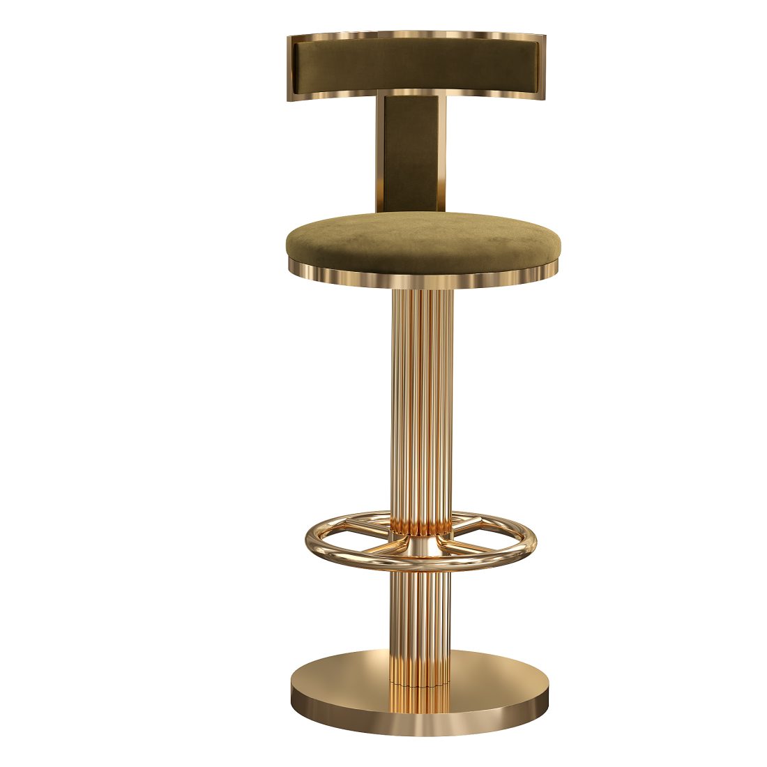 Gold Stainless Steel High Bar Stool Chair - 3D Model for Corona