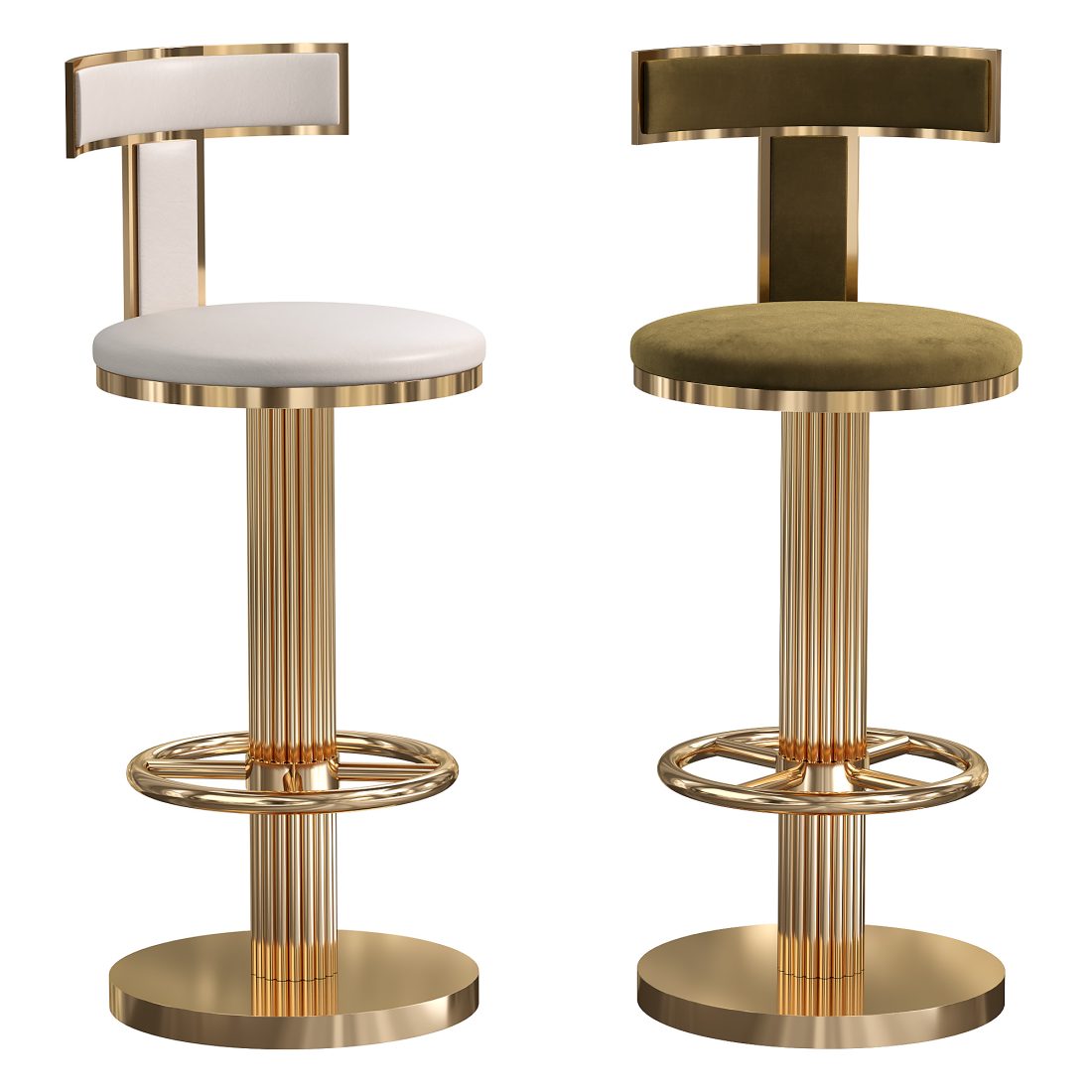 Gold Stainless Steel High Bar Stool Chair - 3D Model for Corona