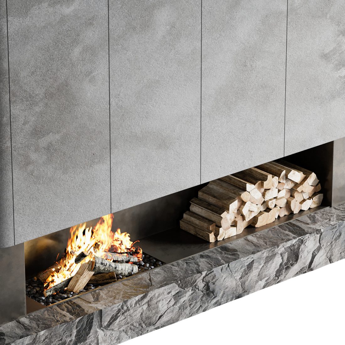 Fireplace 20 - 3D Model for VRay, Corona