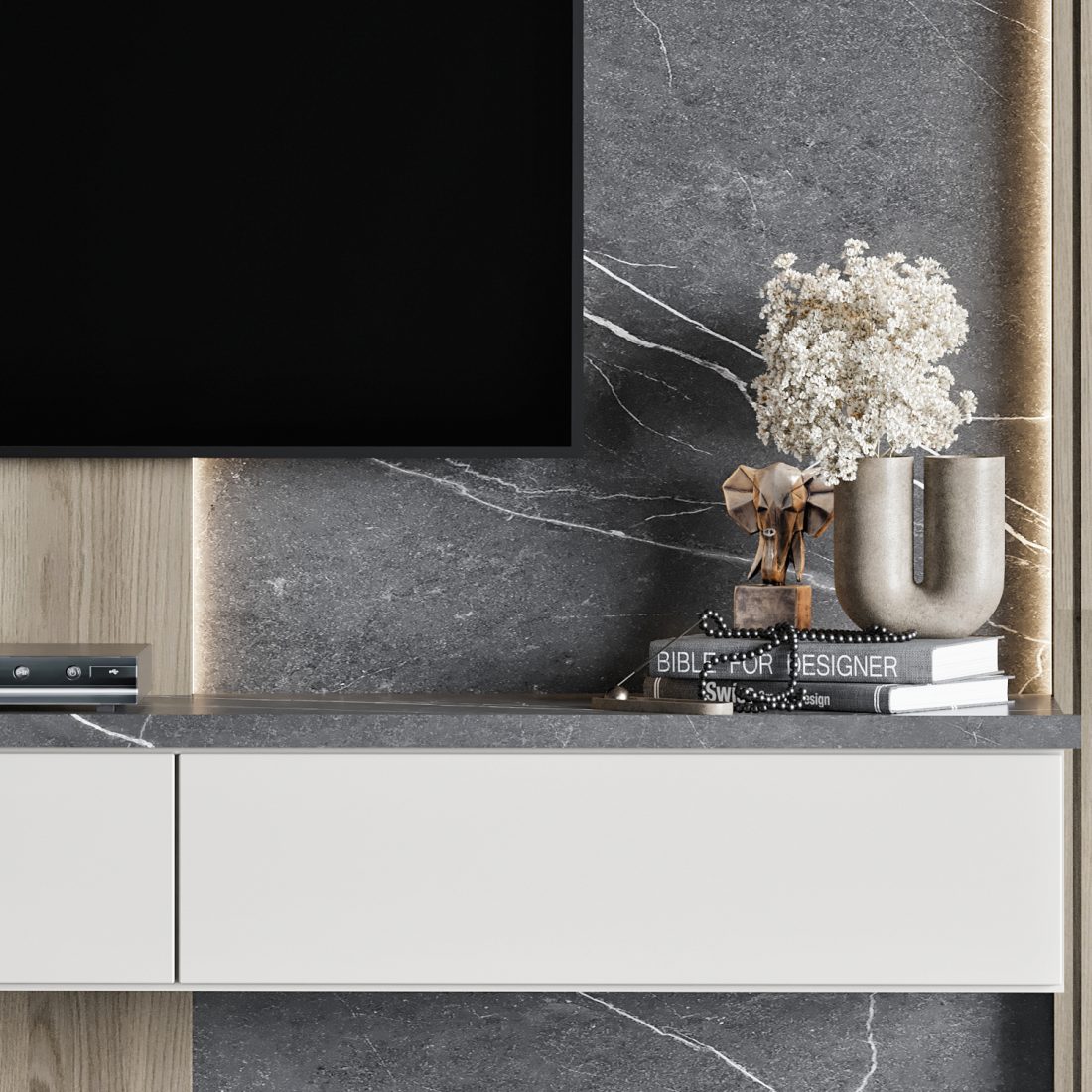 Tv Wall 44 - 3D Model for VRay, Corona