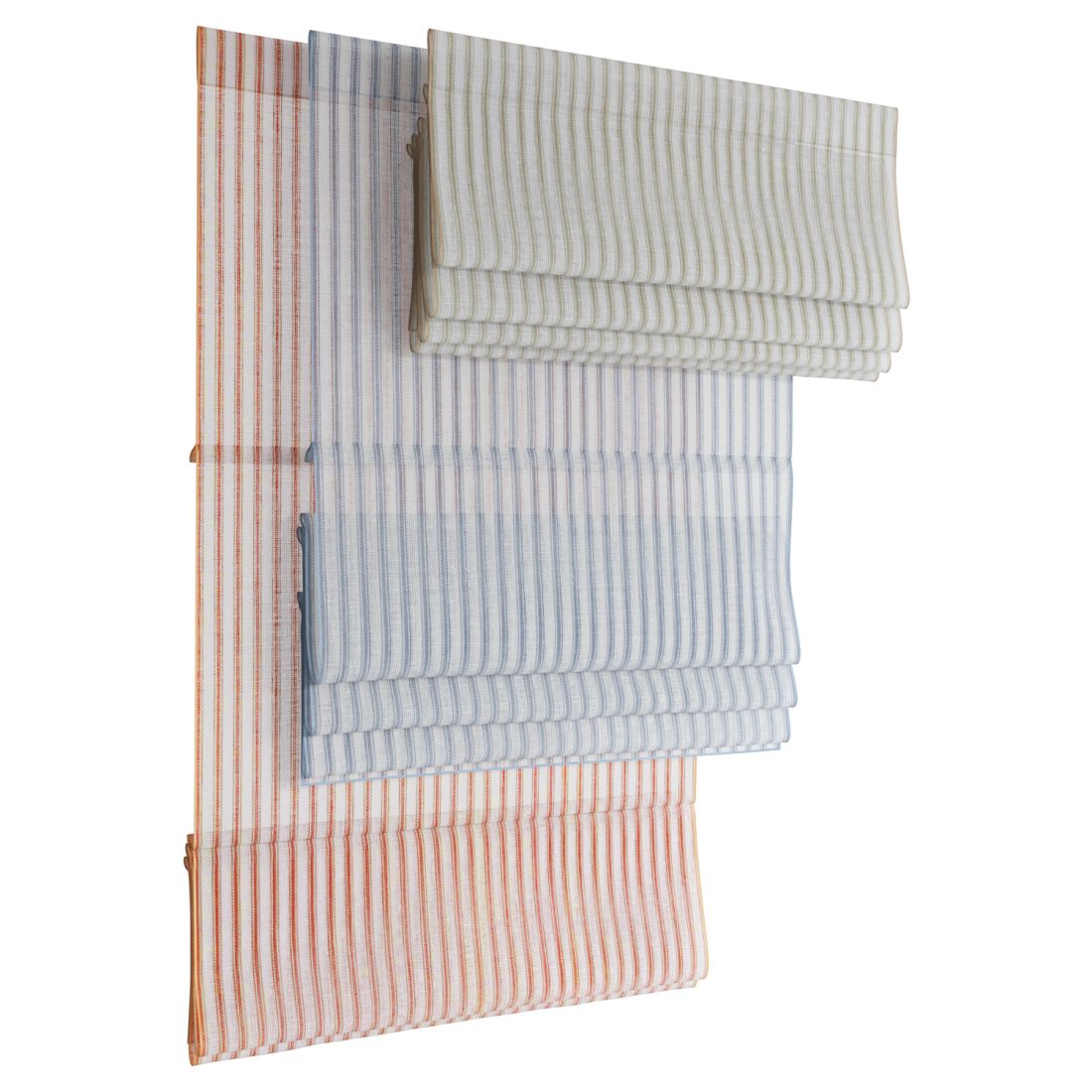 Roman Curtains 197 | Sheer Fabric | Stripes - 3D Model for VRay, Corona