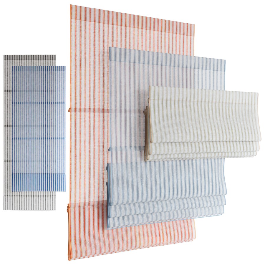 Roman Curtains 197 | Sheer Fabric | Stripes - 3D Model for VRay, Corona