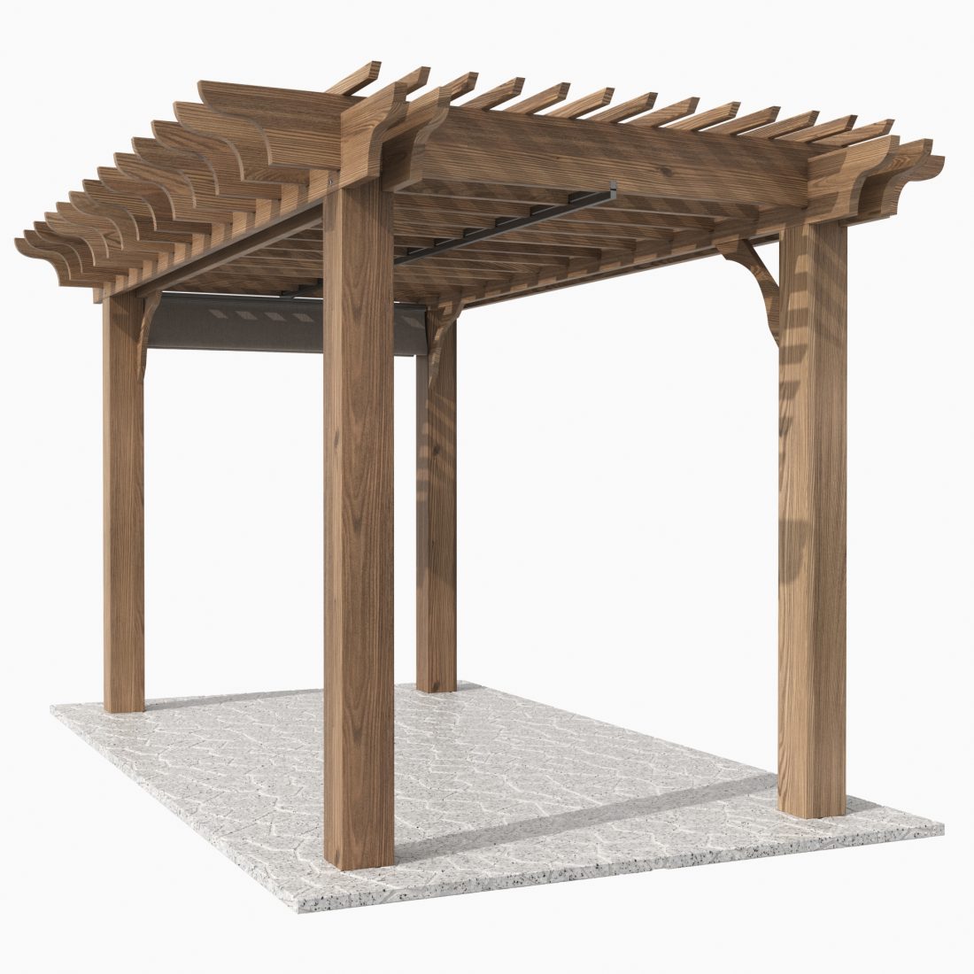 Wooden Gazebo-pergola With A Canopy - 3D Model for VRay, Corona