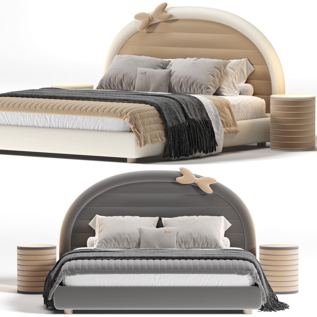 White Upholstered Panel Bed 3D Model for Corona | CGMood