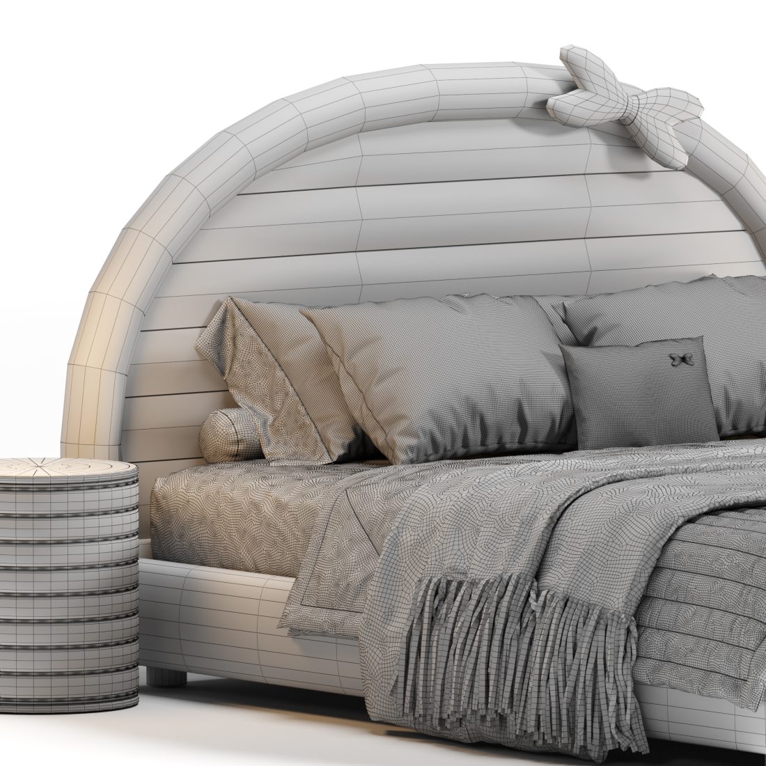 White Upholstered Panel Bed 3D Model for Corona | CGMood