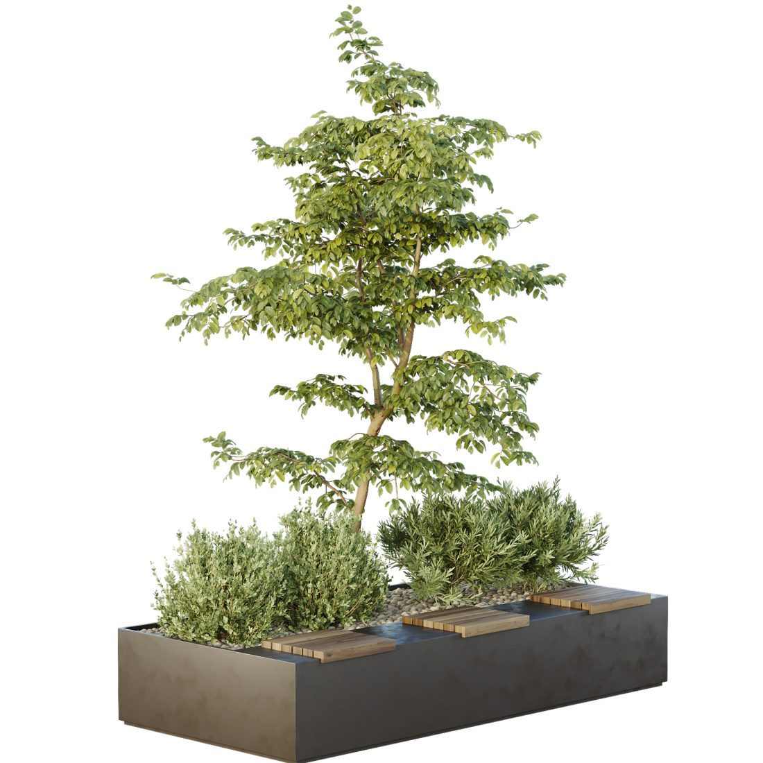 Urban Environment Set Of Green Plant Benches 17 - 3D Model for VRay, Corona