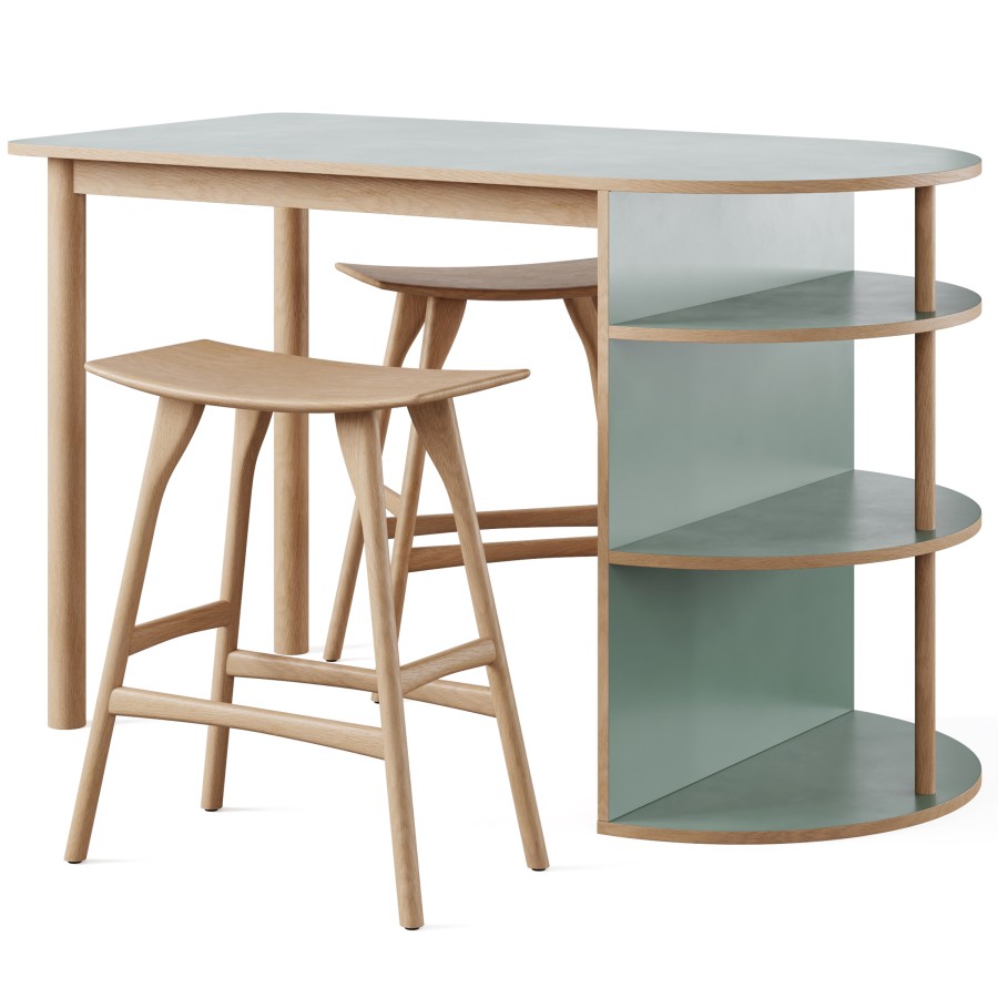 Quillan Bar Table And Osso Bar Stool - 3D Model for VRay, Corona