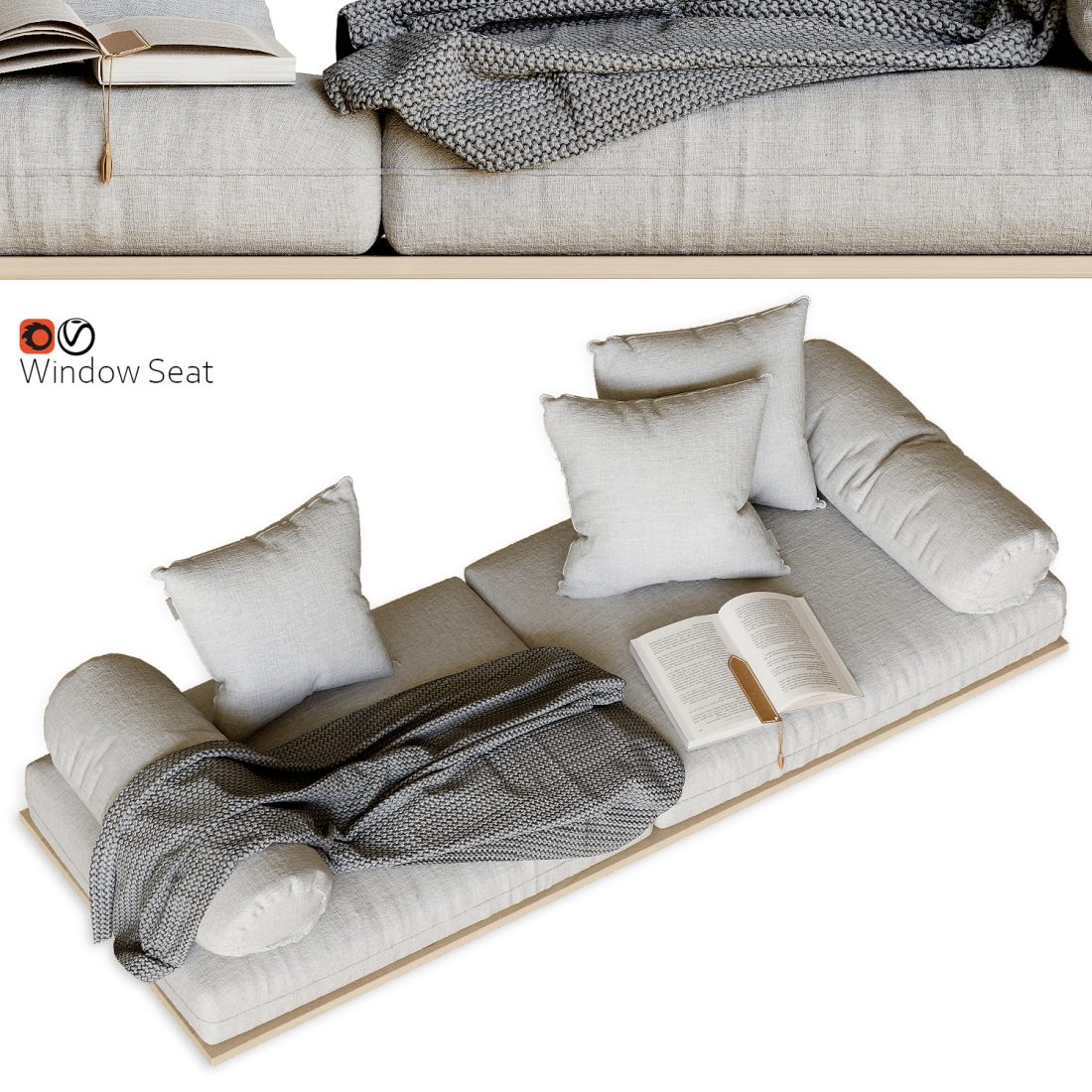 Window Seat And Pillows 3D Model for VRay, Corona | CGMood