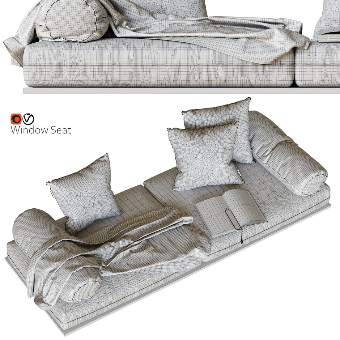 Window Seat And Pillows 3D Model for VRay, Corona | CGMood