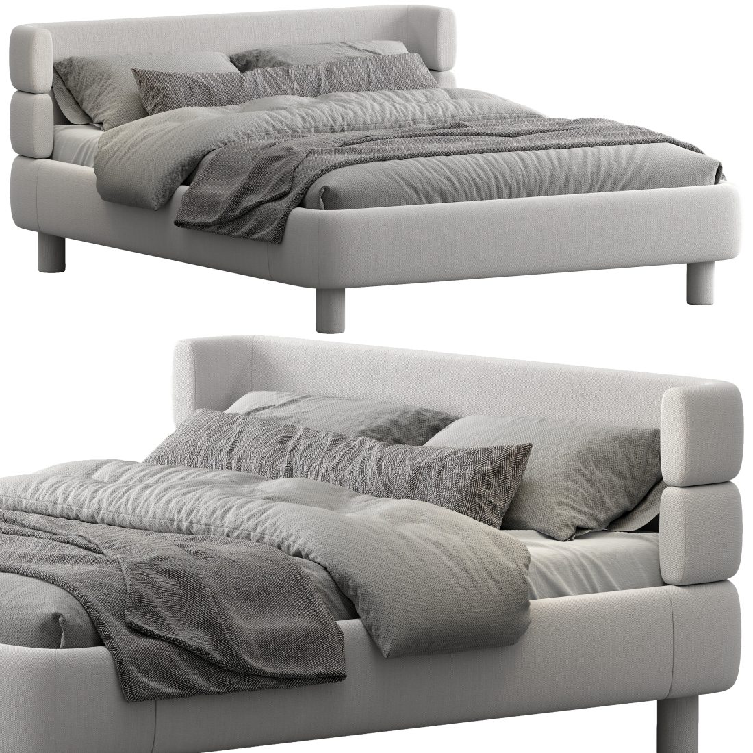 Double Bed Felix By Uo Exclusive 3D Model for VRay, Corona | CGMood