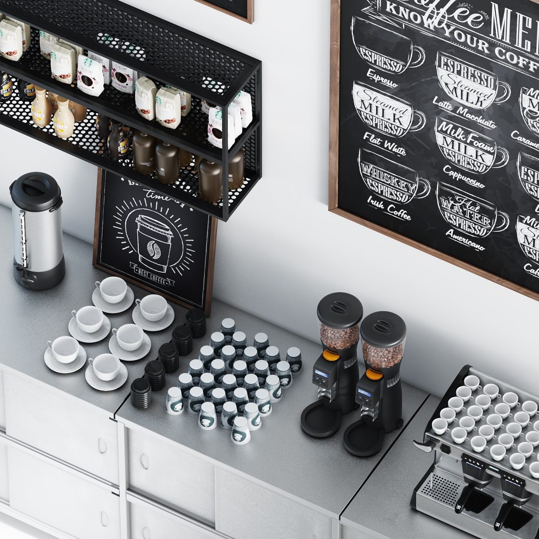 Coffee Bar - 3D Model for VRay, Corona