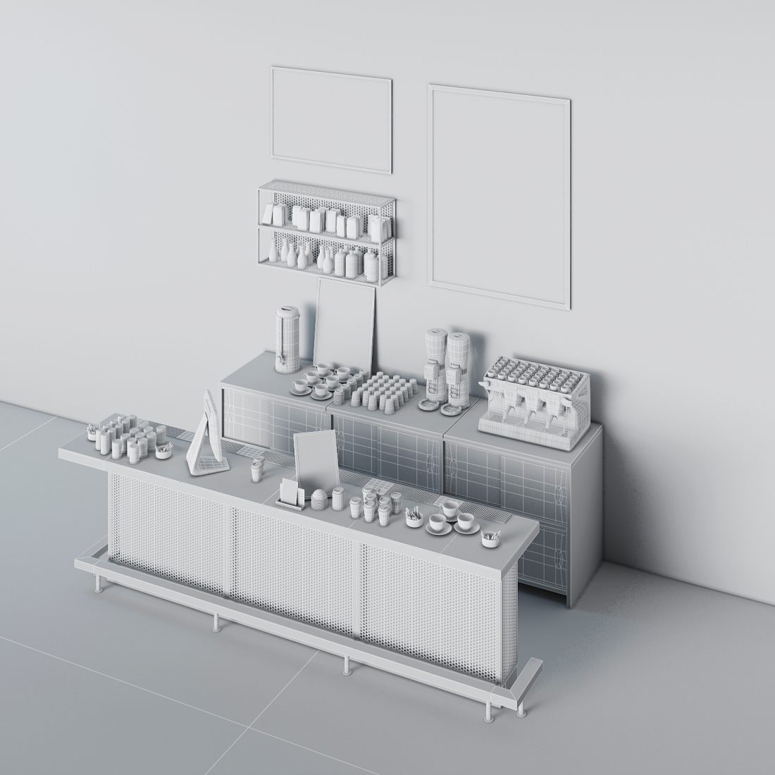 Coffee Bar - 3D Model for VRay, Corona