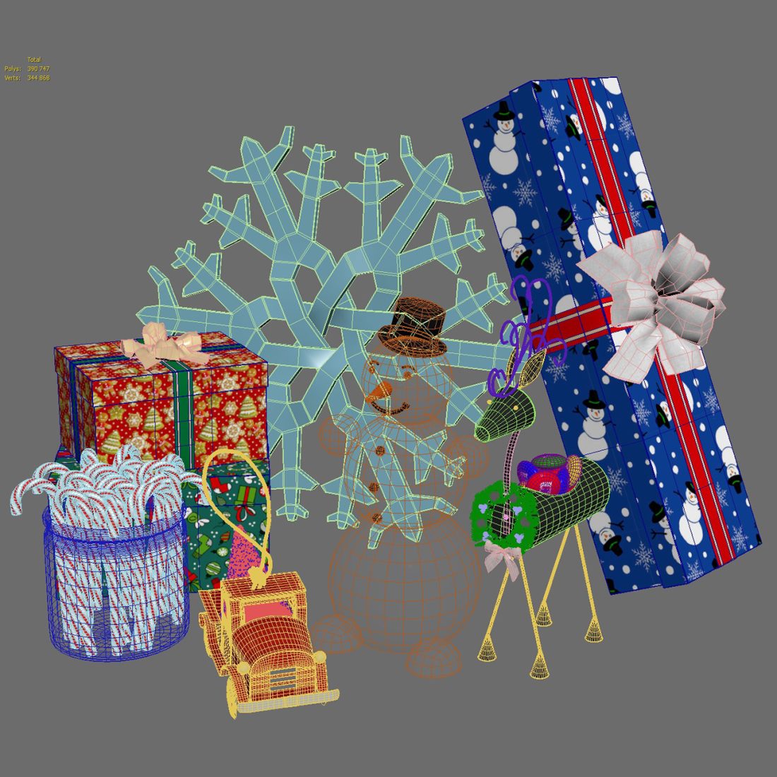 New Year Set - 3D Model for VRay