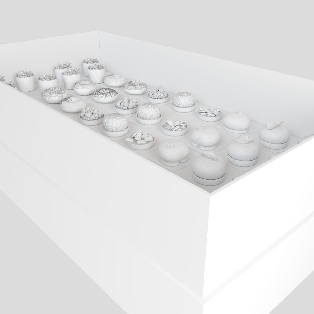 Display Case With Desserts. Pastry, Cake 3D Model for Corona | CGMood