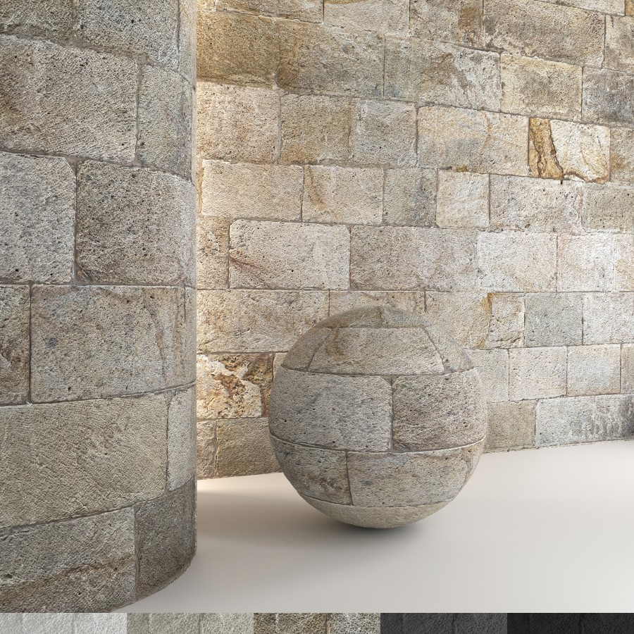 Stone Wall 25 - 3D Model for VRay, Corona