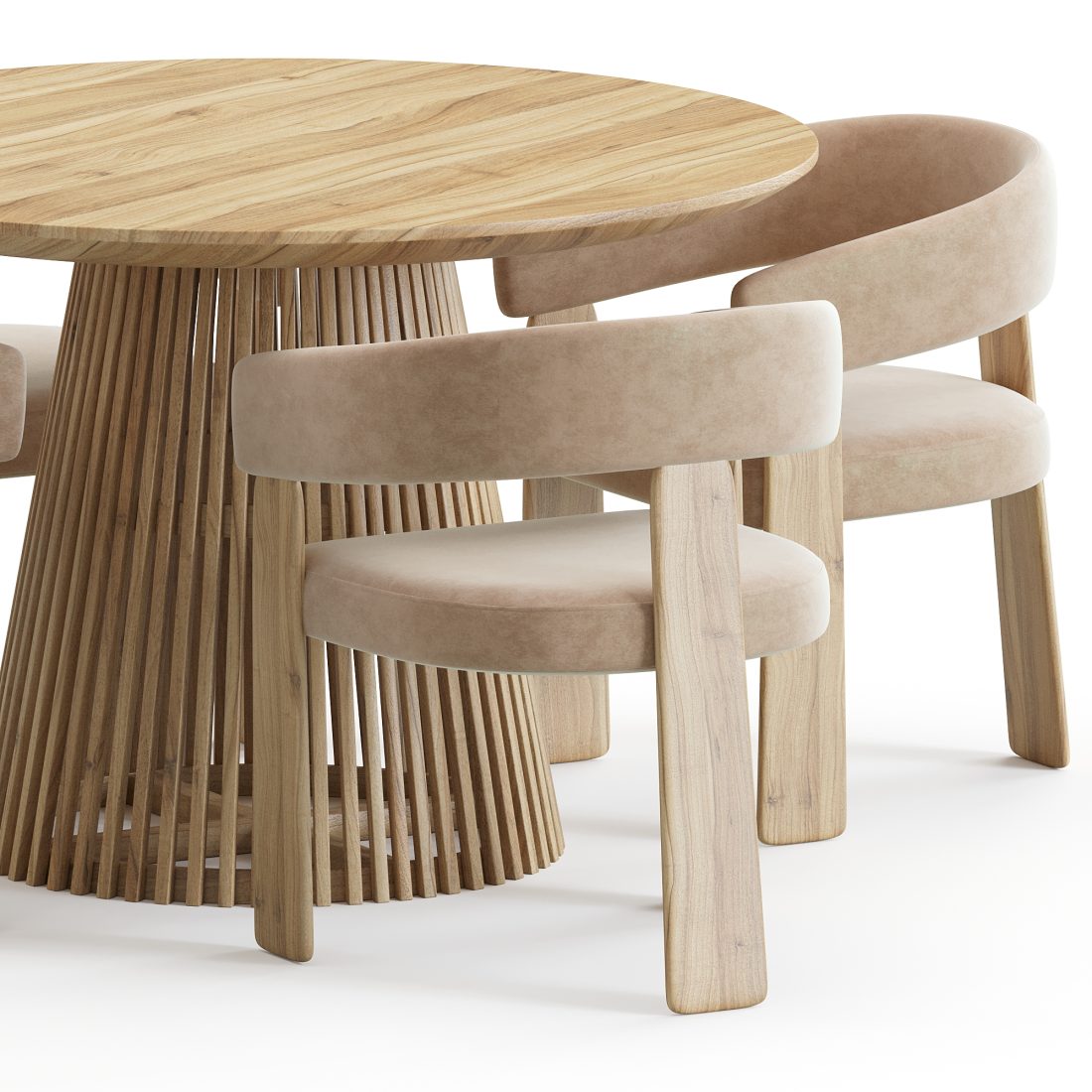 Oru Chair And Jeanette Round Table - 3D Model for Corona