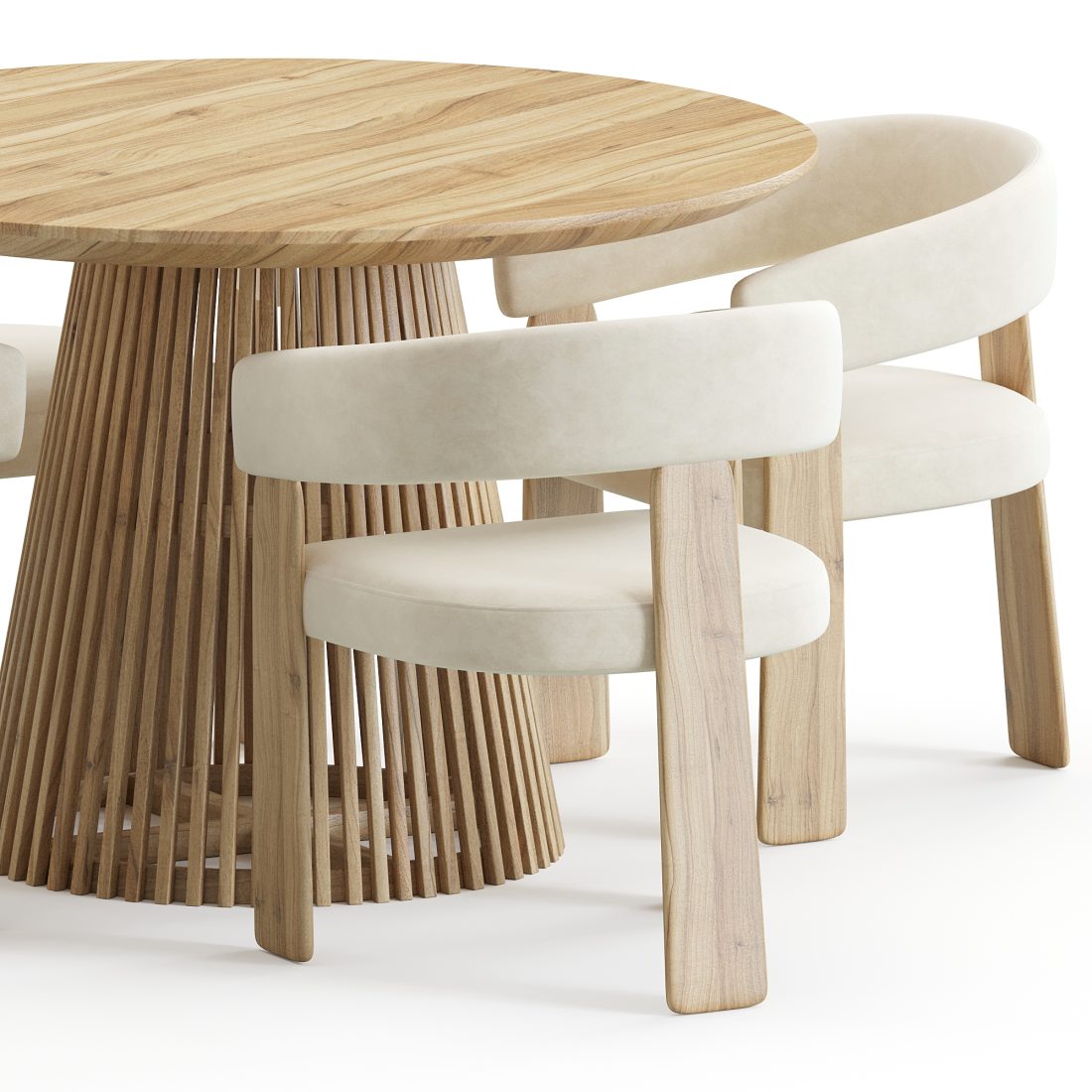 Oru Chair And Jeanette Round Table - 3D Model for Corona