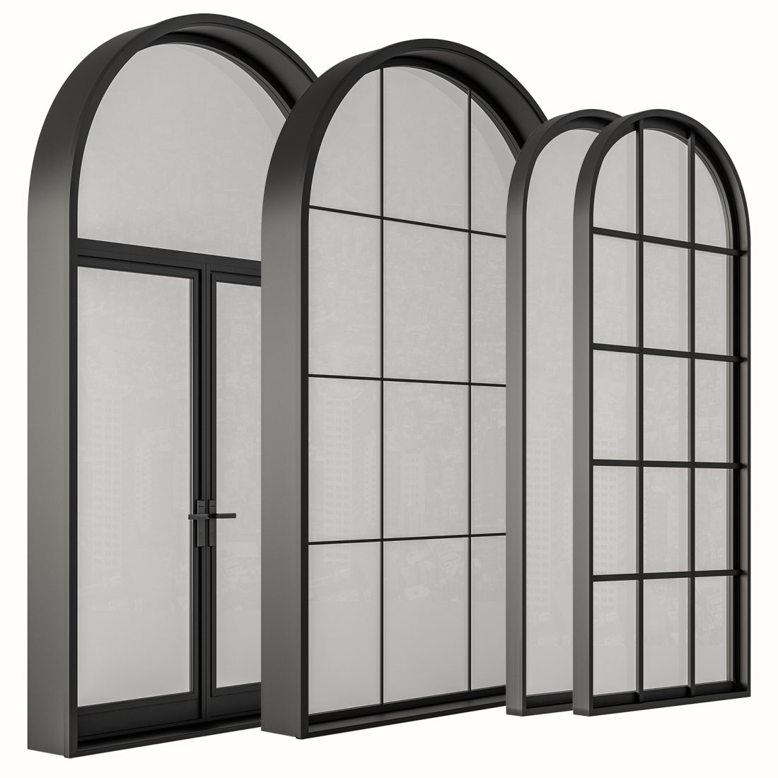 Black Modern Arched - Windows Set 07 3D Model for VRay, Corona | CGMood