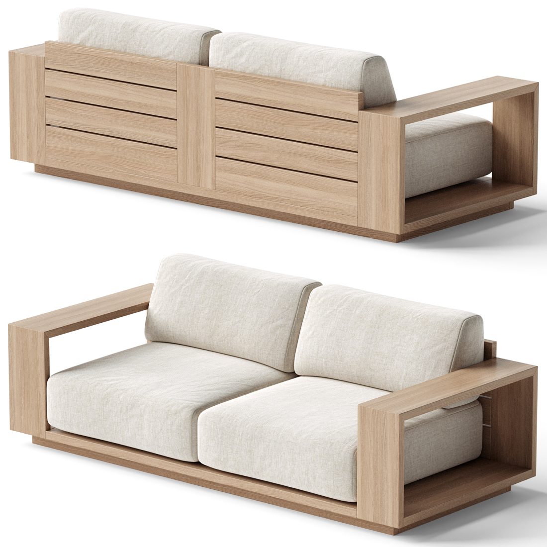 Mallorca Wood Outdoor Sofa - 3D Model for Corona