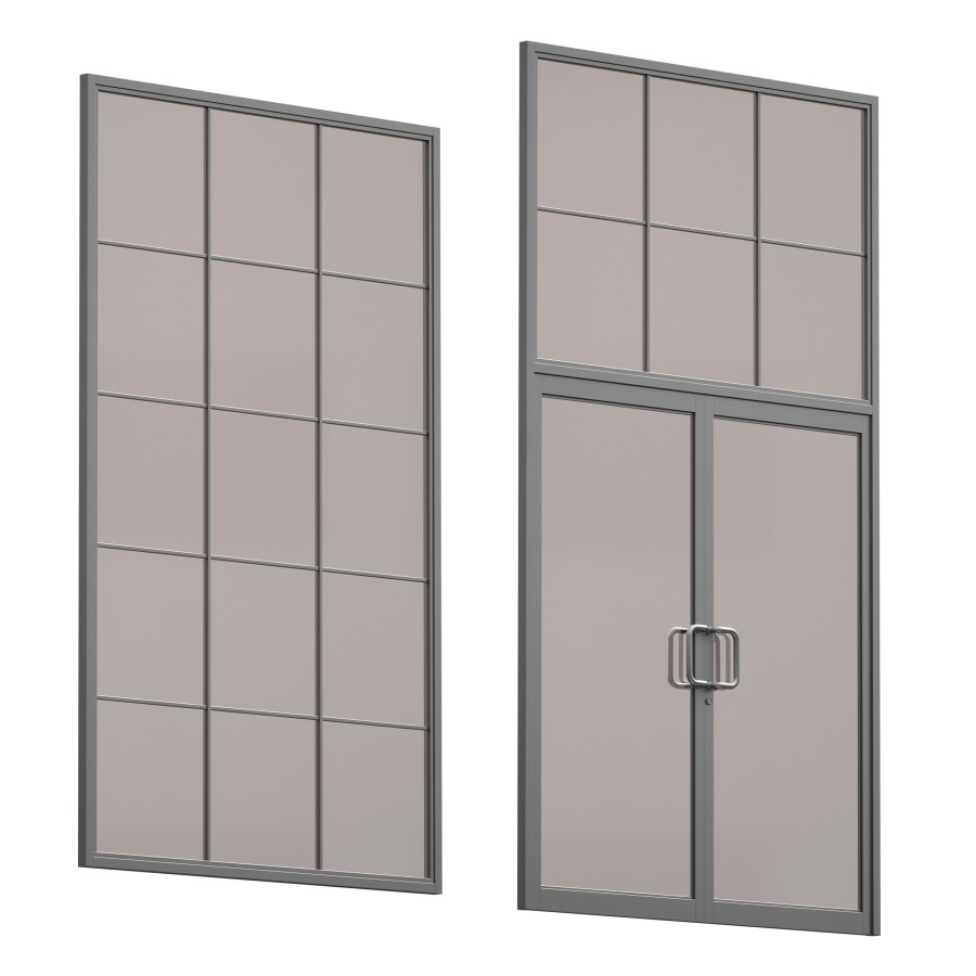 Aluminum Entrance Group Door And Window - 3D Model for FStorm, VRay, Corona