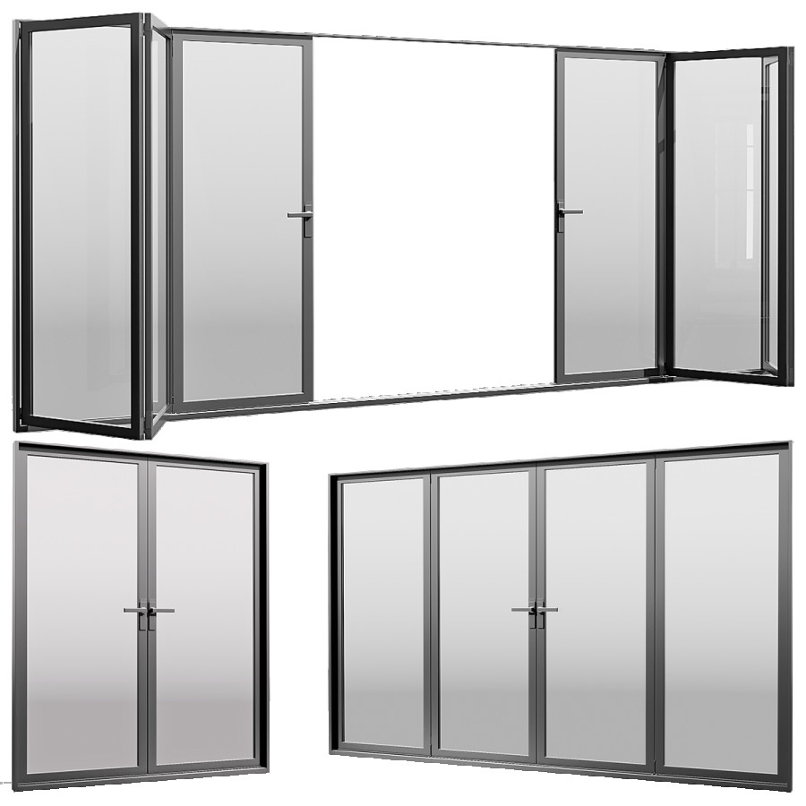 Set Of Sliding Folding Metal Windows And Doors 13 - 3D Model for Corona